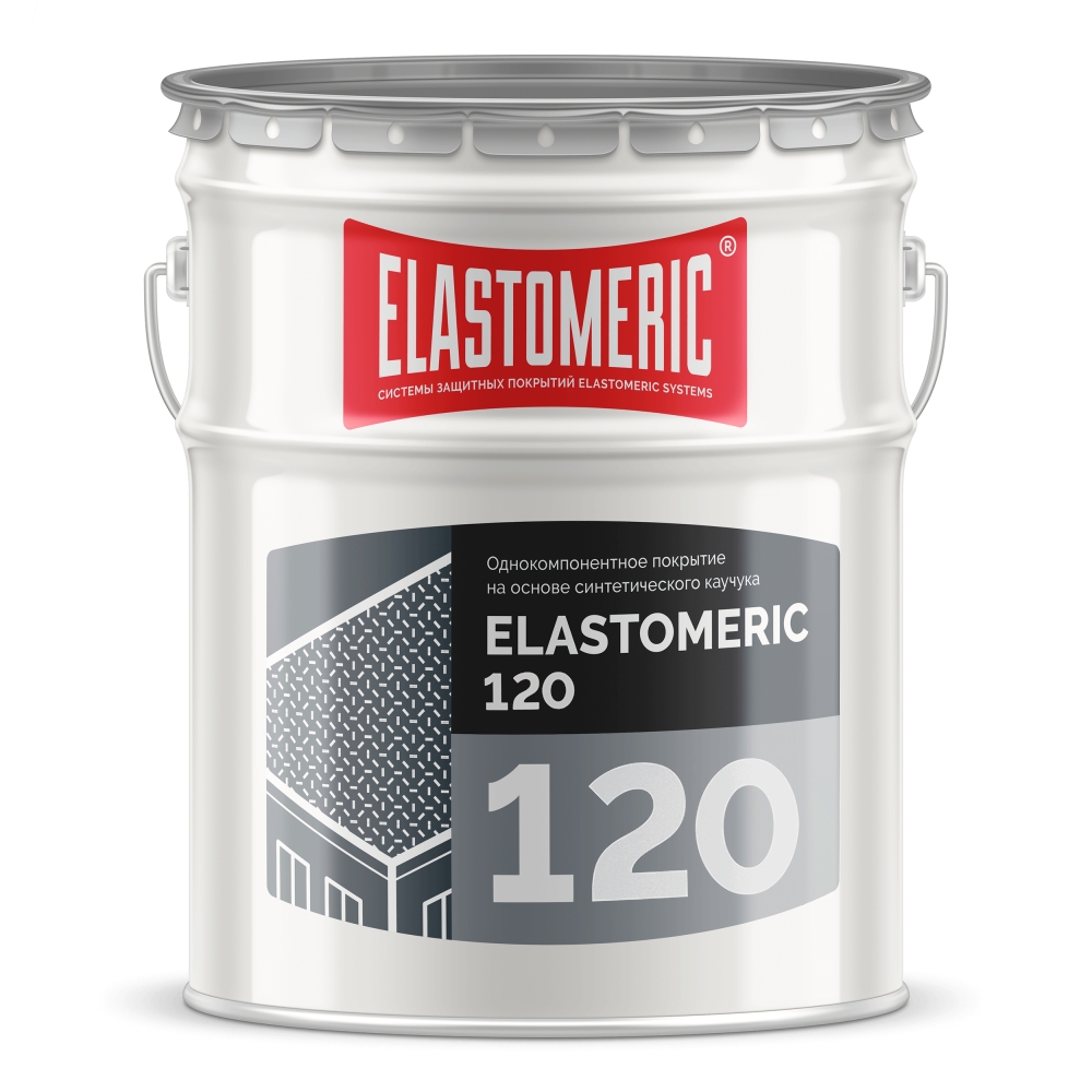 Гидроизоляционная мастика для кровли Elastomeric 120 (финишный слой) полимерная, серая, 20 кг ...