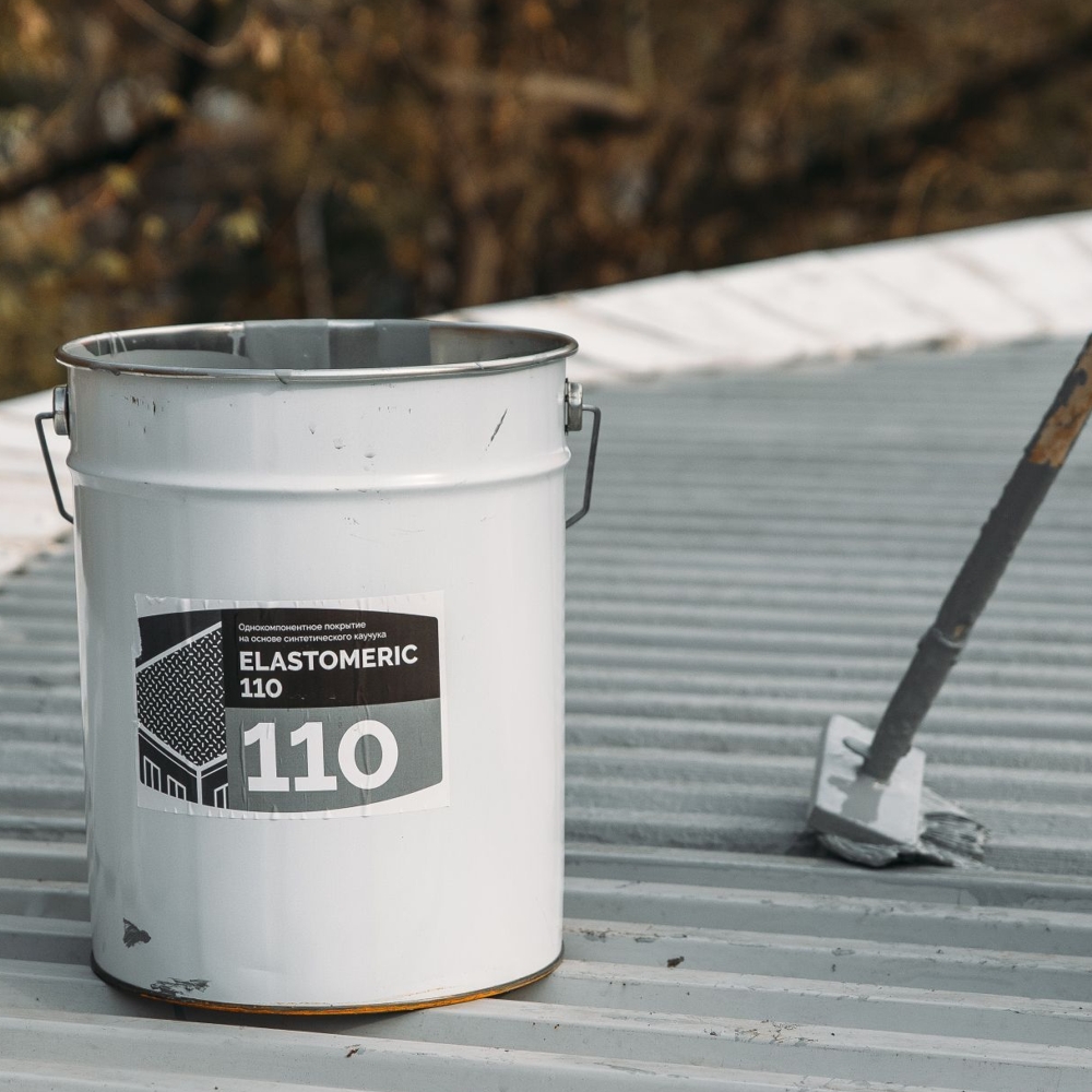 Кровельная гидроизоляционная мастика Elastomeric 110 (базовый слой) полимерная, белая, 3 кг ...
